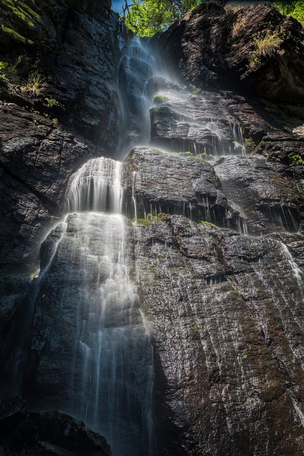 Mountain Stream with Waterfalls Stock Photo - Image of water, tree ...