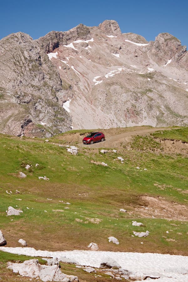 Mountain Summit and Car stock image. Image of green, blue - 25752577