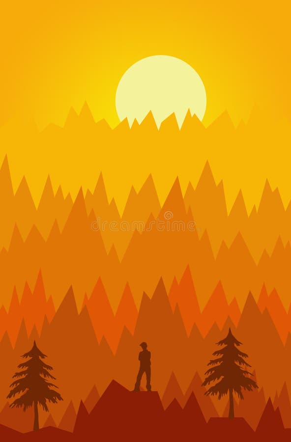 Colorful Artistic Mountain Path in a Sunny Day Stock Illustration ...