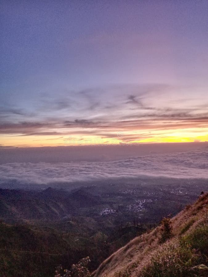 Mountain, Sunrise, Java Indonesia, Cloud Stock Photo - Image of evening ...