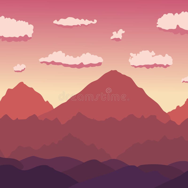 Mountain Sunrise Landscape Vector Illustration Stock Vector ...