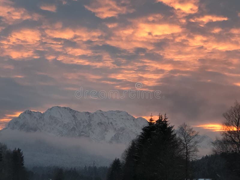 Mountain Sunset stock photo. Image of german, beautiful - 135589710