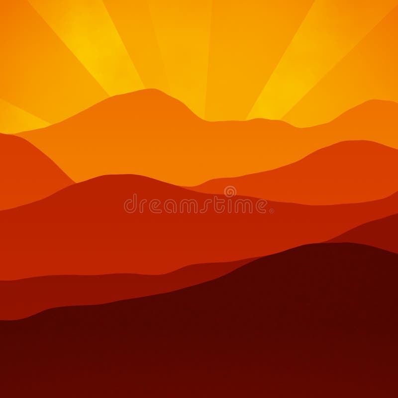2D Mountain In The Sunset Background Stock Illustration - Illustration ...