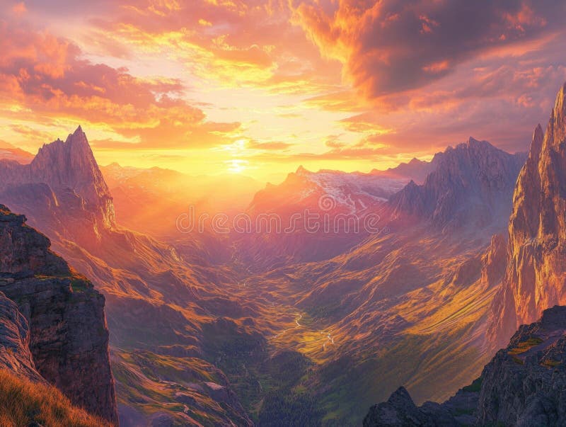 Mountain Sunset Landscape stock image. Image of range - 376772001