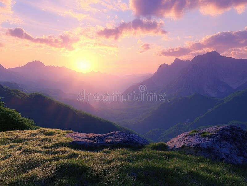 Mountain Sunset stock photo. Image of valley, terrain - 380330836