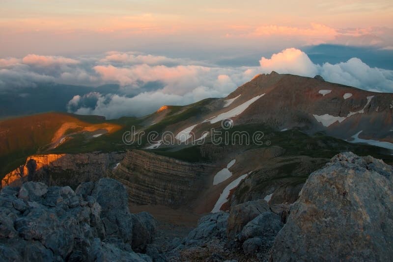 Mountain sunset summer stock photo. Image of clouds, panorama - 40318698