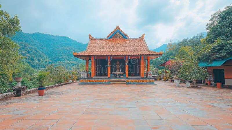 Mountain Temple Scenic Asian Architecture Peaceful Setting Stock ...