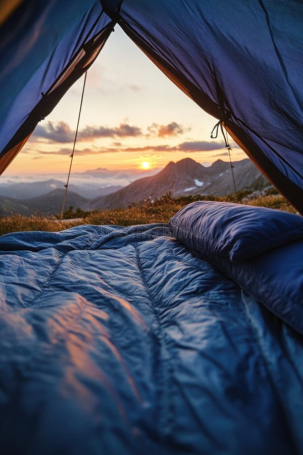 Mountain Tent Sunset stock image. Image of trail, hiking - 377760427