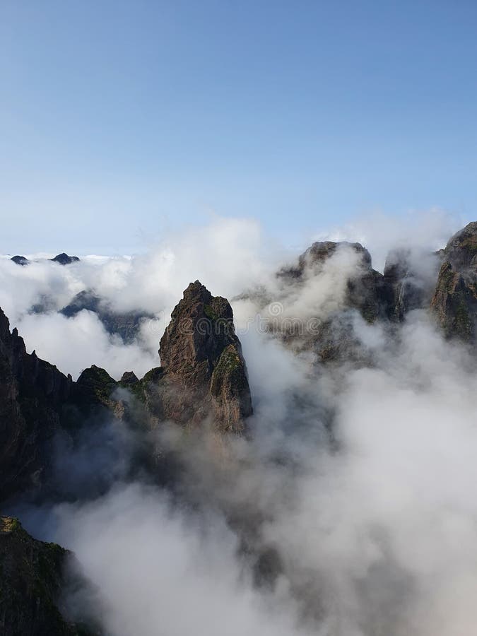 Mountain Tips Above the Clouds Stock Image - Image of madeira, clouds ...