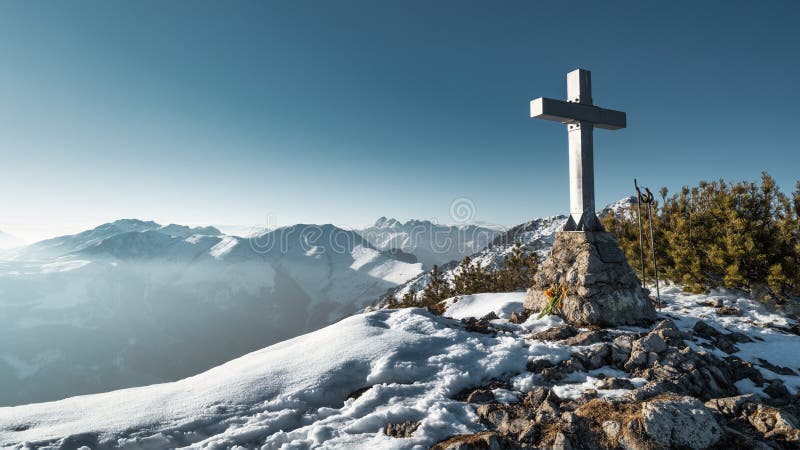 Mountain top crosses stock image. Image of pilgrimage - 244882471