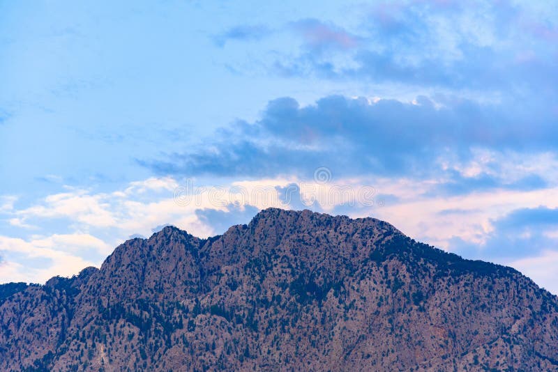 Mountain Top at Evening Sunset Sky Stock Image - Image of travel ...