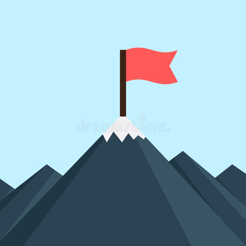 Mountain, Top, Flag, Flat Design Vector Illustration Stock Vector ...