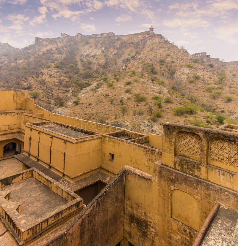 Jaipur Mountain Fortification Temple Of Ganesh Stock Image - Image of ...