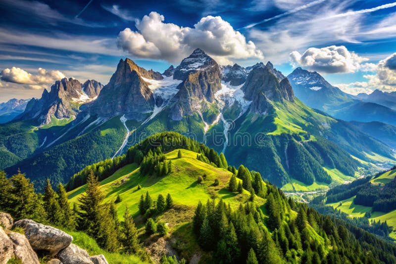 Mountain Top Landscape stock illustration. Illustration of scenic ...