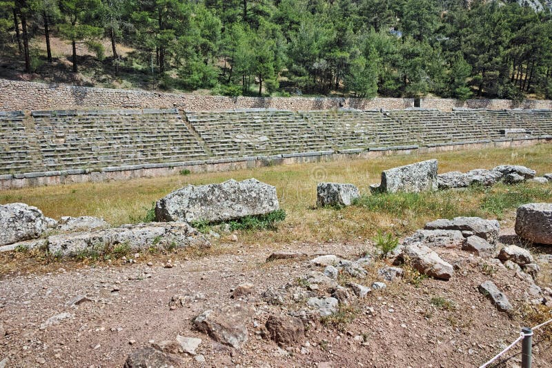 The Mountain Top Stadium at Delphi, Greece Stock Photo - Image of ...