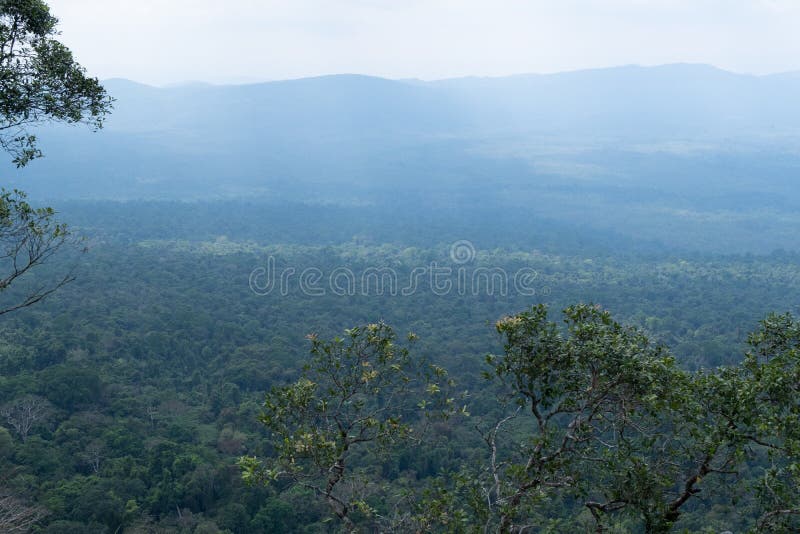 Mountain Top View with Clear Blue Sky and Clouds Stock Image - Image of ...