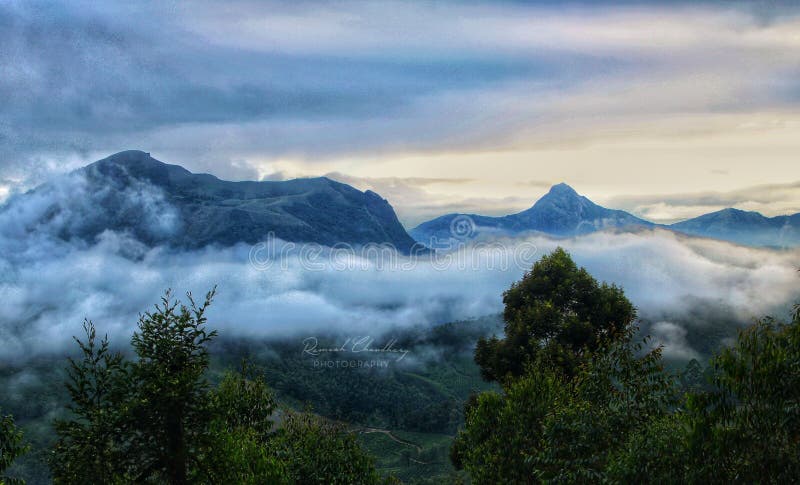 Mountain Top View between Clouds Looking Awesome Stock Image - Image of ...
