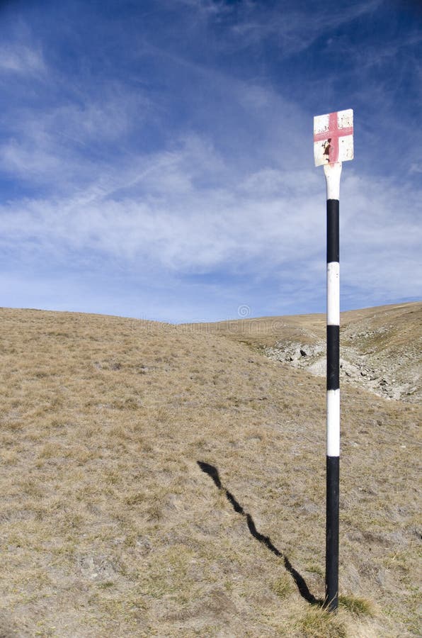 Mountain track post stock photo. Image of outside, arrow - 33587684