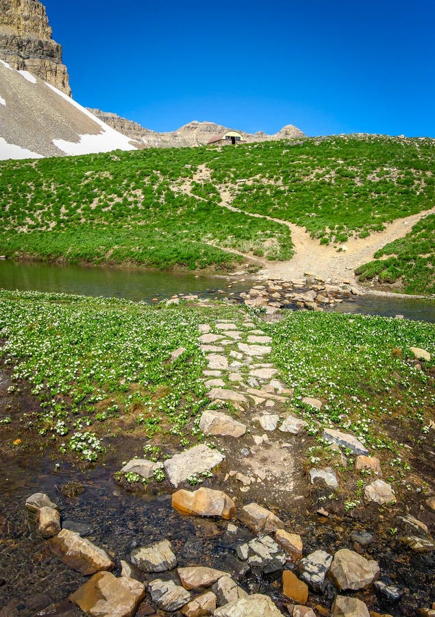 Trail Made from Rocks Traversing Water on Mountain Stock Image - Image ...