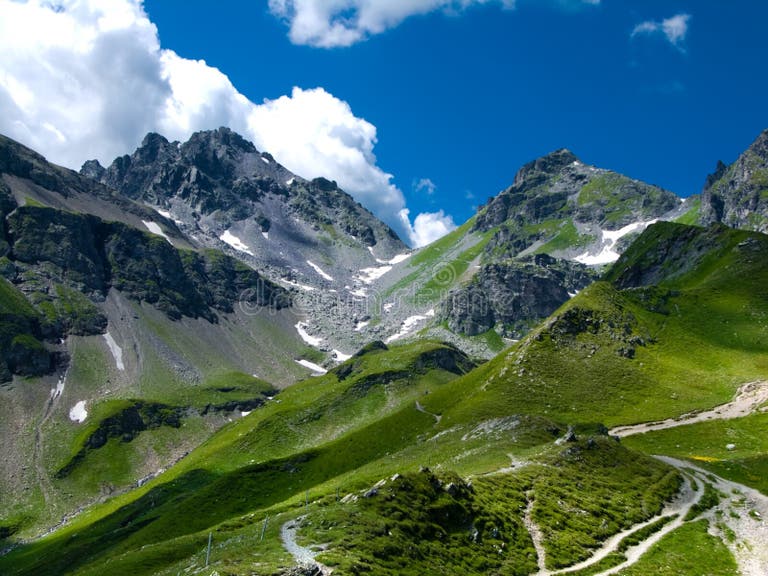 Mountain Trail in Switzerland Alps Stock Photo - Image of alps, summit ...