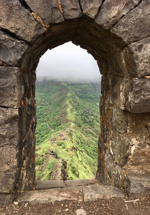 Mountain Trails through the Fort Window Stock Image - Image of window ...