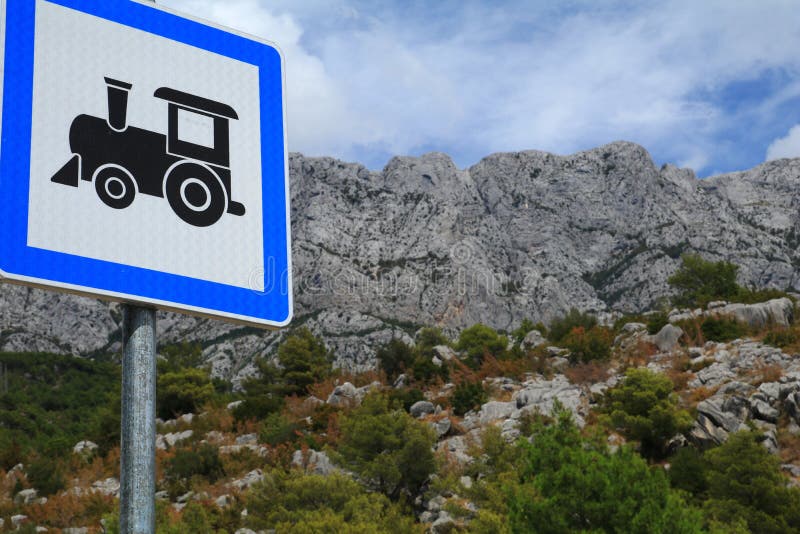 Mountain Train Stop Sign Informing about Roller Coaster Stop Stock ...
