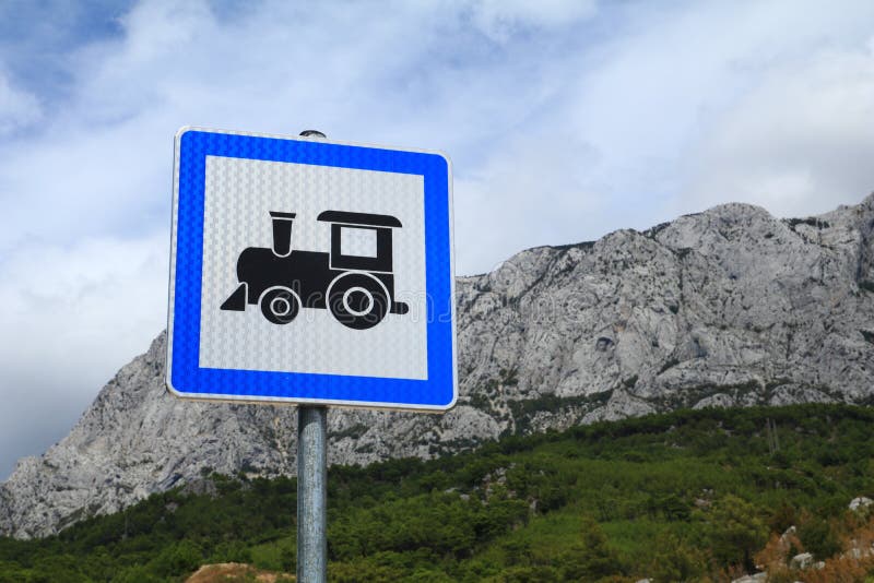 Mountain Train Stop Sign Informing about Roller Coaster Stop Stock ...