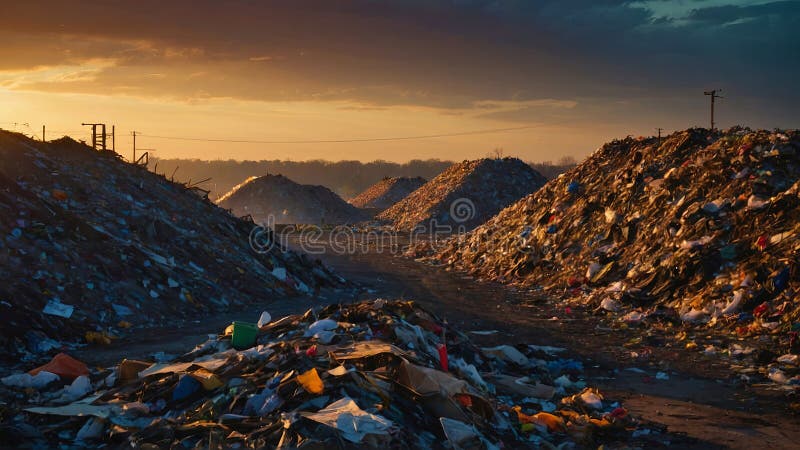 A Mountain of Trash is Piled High in a Valley Stock Illustration ...