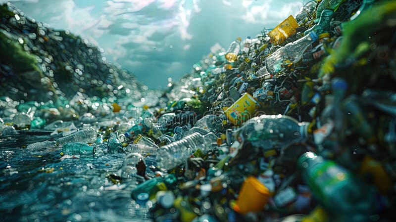 A Mountain of Trash is Piled Up Next To a River Stock Photo - Image of ...