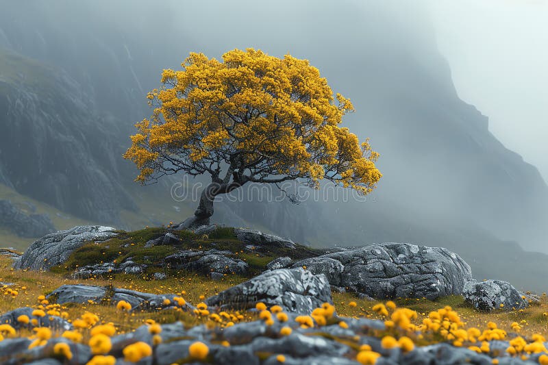 Mountain Tree, AI Generated Stock Illustration - Illustration of ...