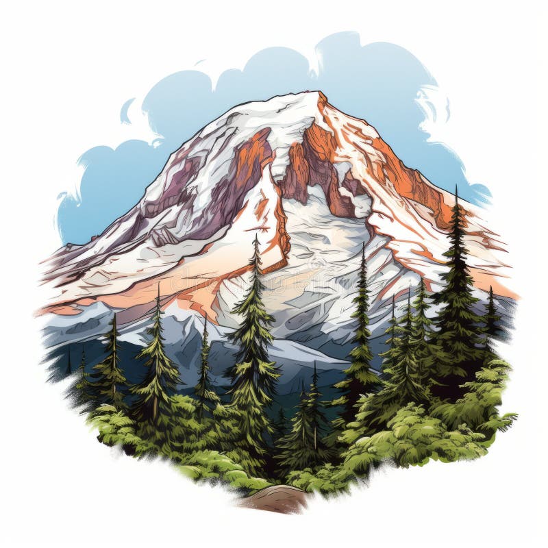 Detailed Mount Rainier Sticker - Realistic Die Cut Design Stock ...