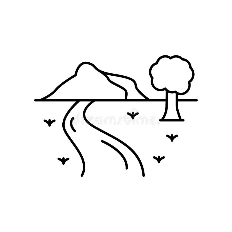 Mountain, Tree, River Icon. Simple Line, Outline Vector Elements of ...
