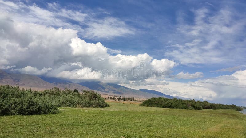 Mountain and Tree in Valley Sky Cloud Stock Photo - Image of cloud ...