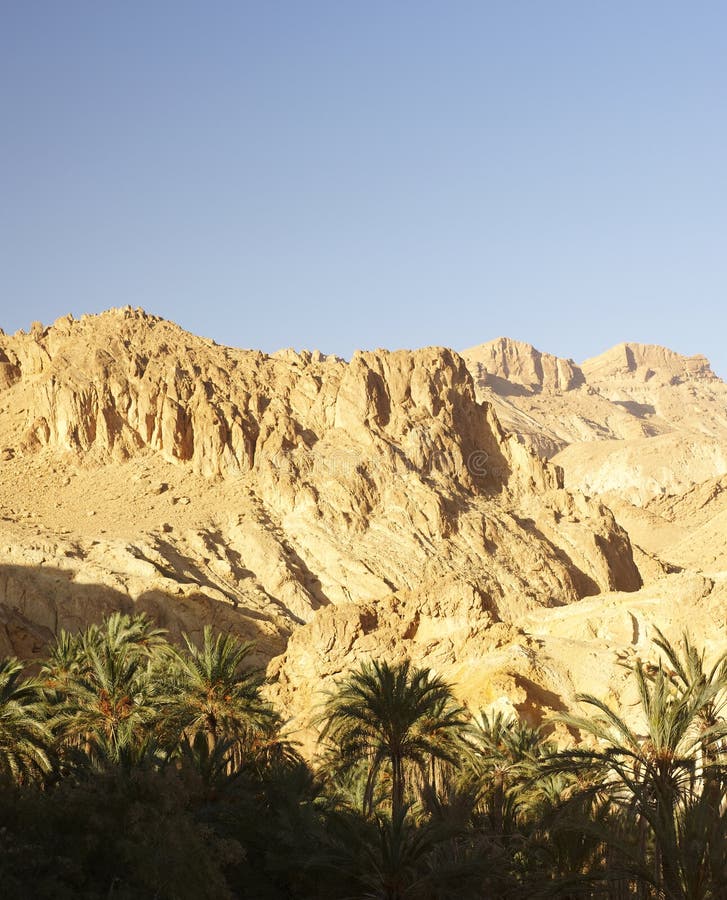 Mountain Tunisian oasis stock image. Image of travel - 17812619