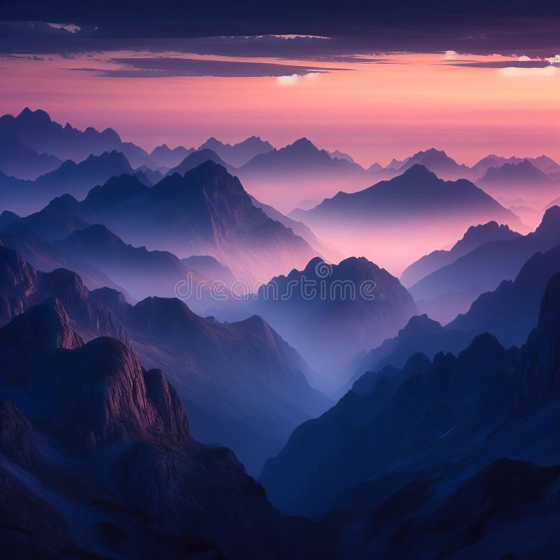 Mountain Twilight in the Pyrenees the Soft, Dusky Light of Twil Stock ...