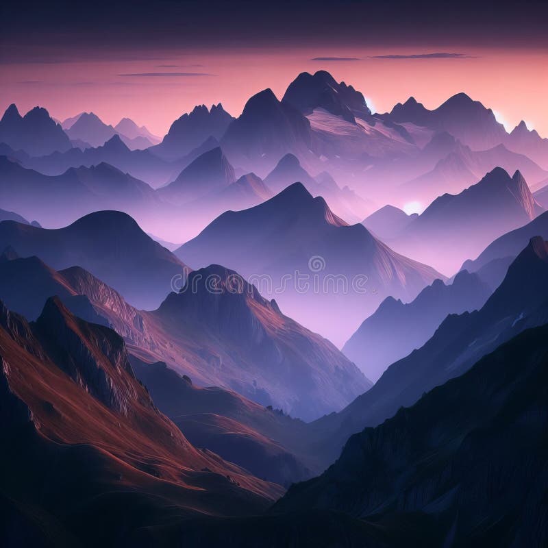 Mountain Twilight in the Pyrenees the Soft, Dusky Light of Twil Stock ...