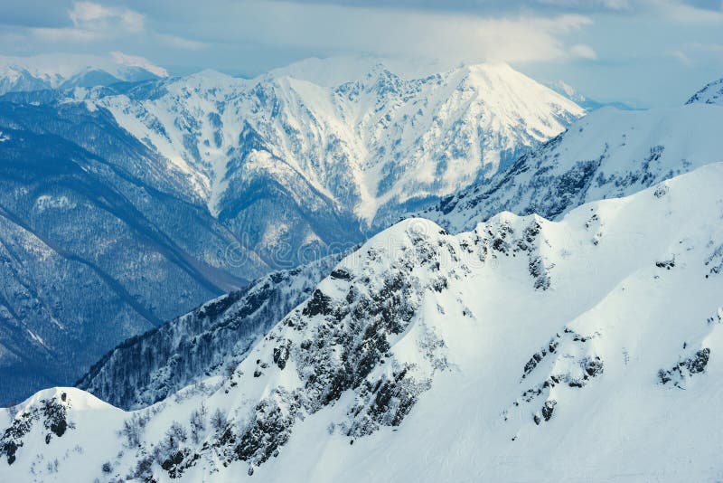 Mountain Under the Snow and Ice at Winter Stock Photo - Image of peak ...