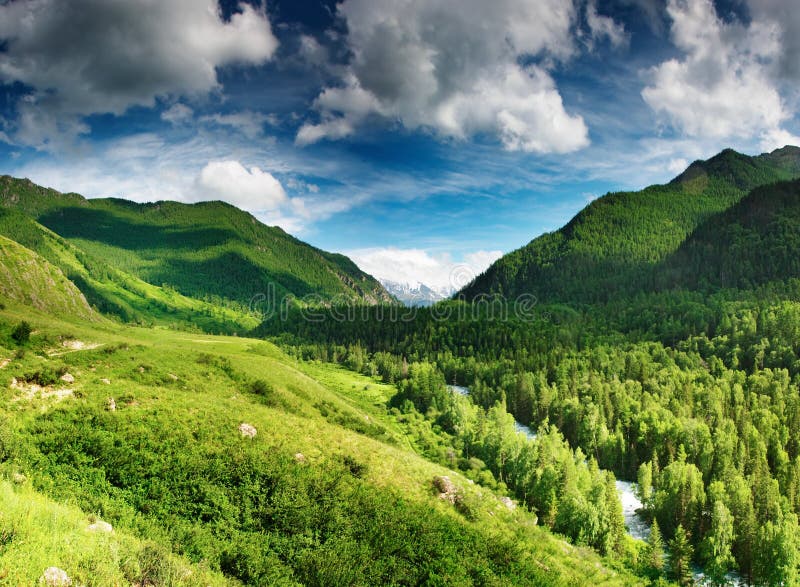 Mountain valley stock image. Image of landscape, noon - 4285953