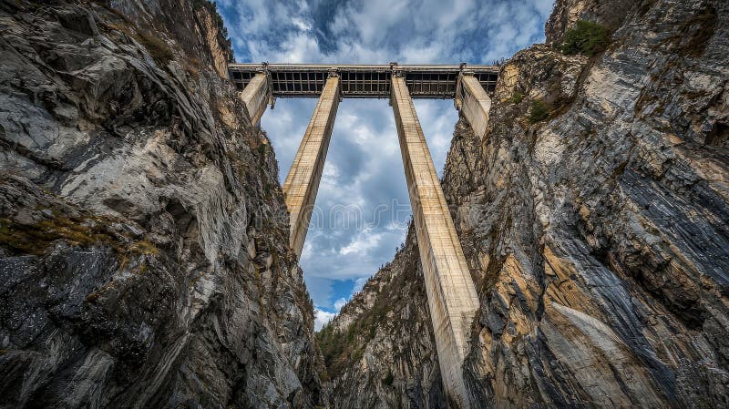 Mountain Valley Bridge, Dramatic Sky, Engineering Marvel, Travel Stock ...