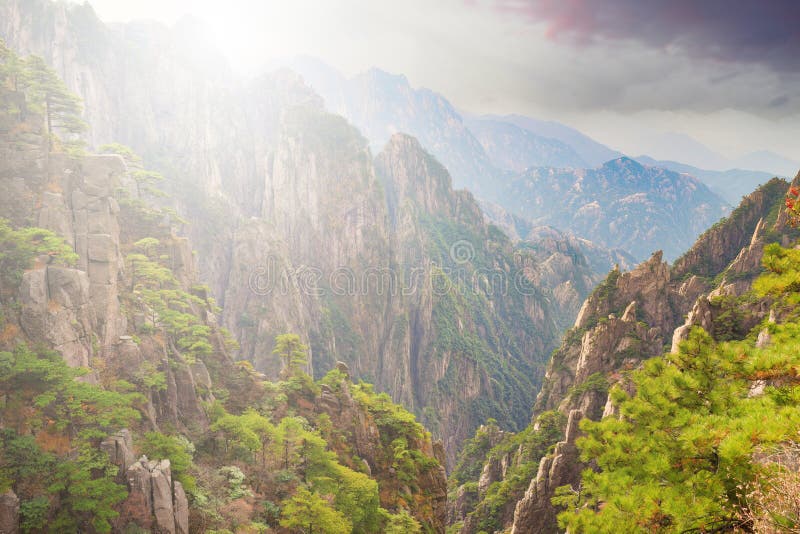 Mountain and Valley with Bright Daylight Stock Image - Image of rock ...
