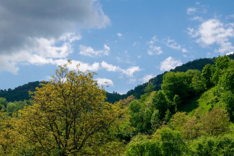 Mountain Valley Cloudy Sky Landscape. Mountain Valley View Stock Image ...