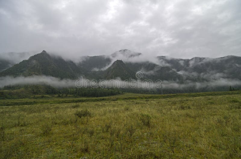 Mountain Valley Covered with Low Clouds. Stock Photo - Image of cloud ...