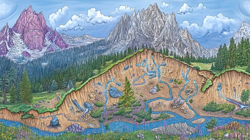 Mountain Ecosystem Diagram Stock Illustrations – 129 Mountain Ecosystem ...