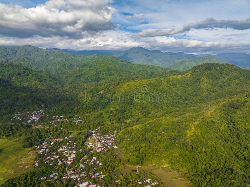Mountain Valley with Farmland. Sumatra, Indonesia. Stock Image - Image ...
