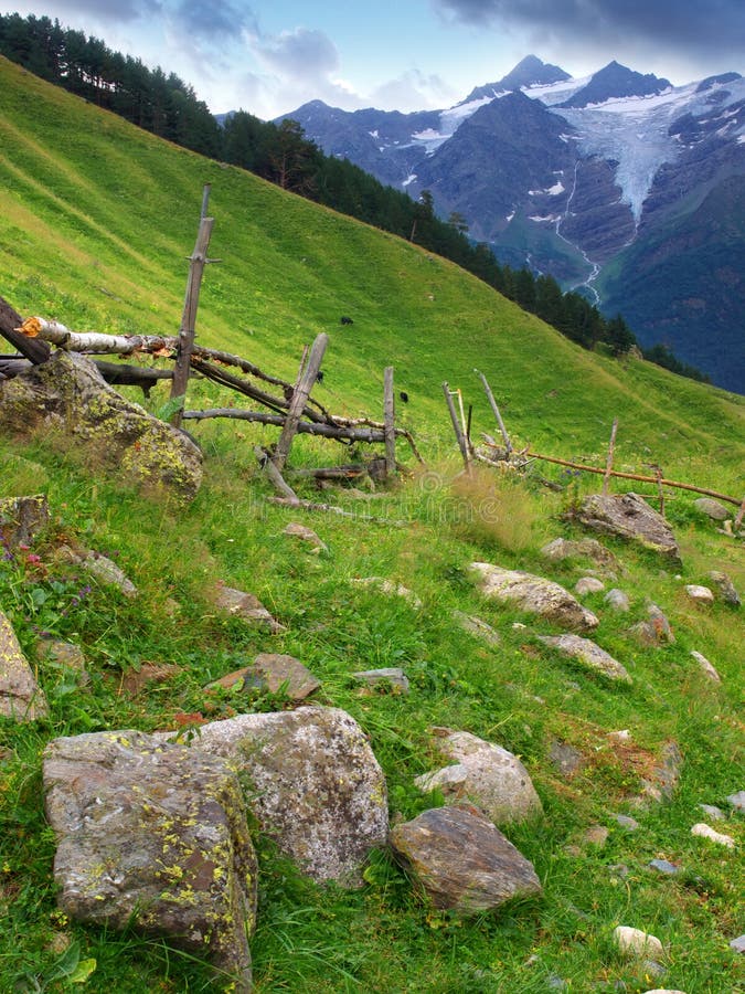 Mountain Valley with Green Declivity Stock Photo - Image of mountain ...