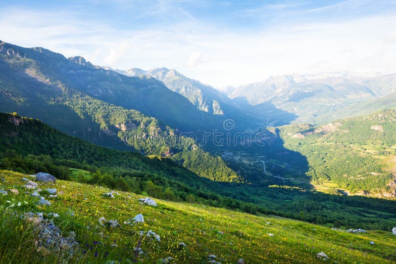 Mountain Valley in Pyrenees Stock Photo - Image of meadow, tranquil ...