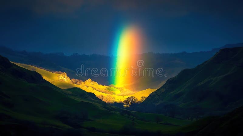 Mountain Valley Rainbow Sunrise Hope Nature Landscape Stock Image ...
