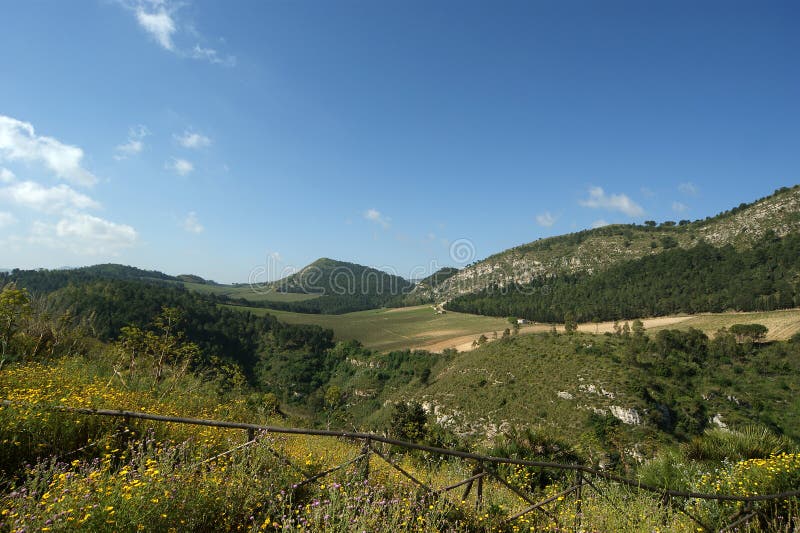 Mountain Valley in Sicily, Italy Stock Image - Image of panoramic ...