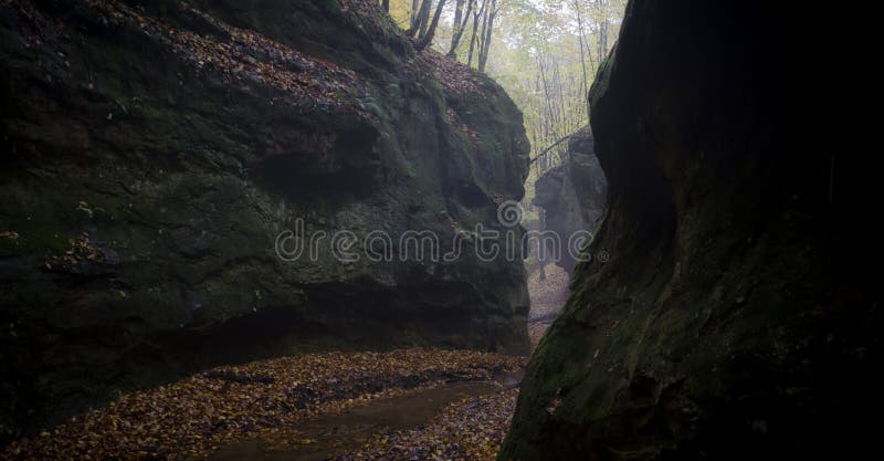 Mountain Valley with Steep Cliffs Stock Photo - Image of green, gorge ...