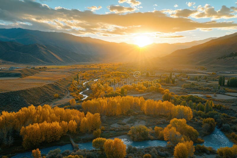 Mountain Valley Sunset stock photo. Image of peaceful - 379221676